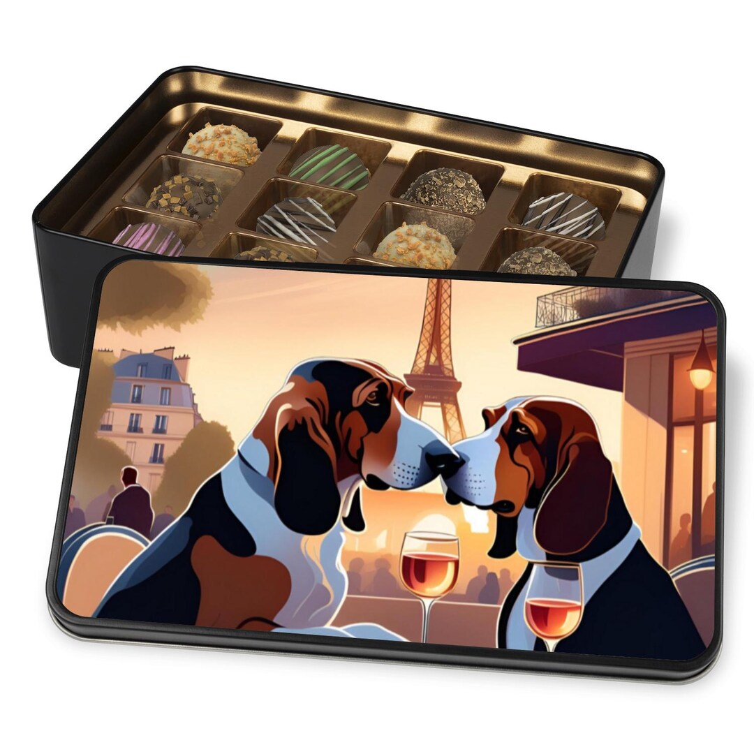 Chocolate Truffles. Valentine Bassets in Paris. Keepsake Tin, Artisan ...