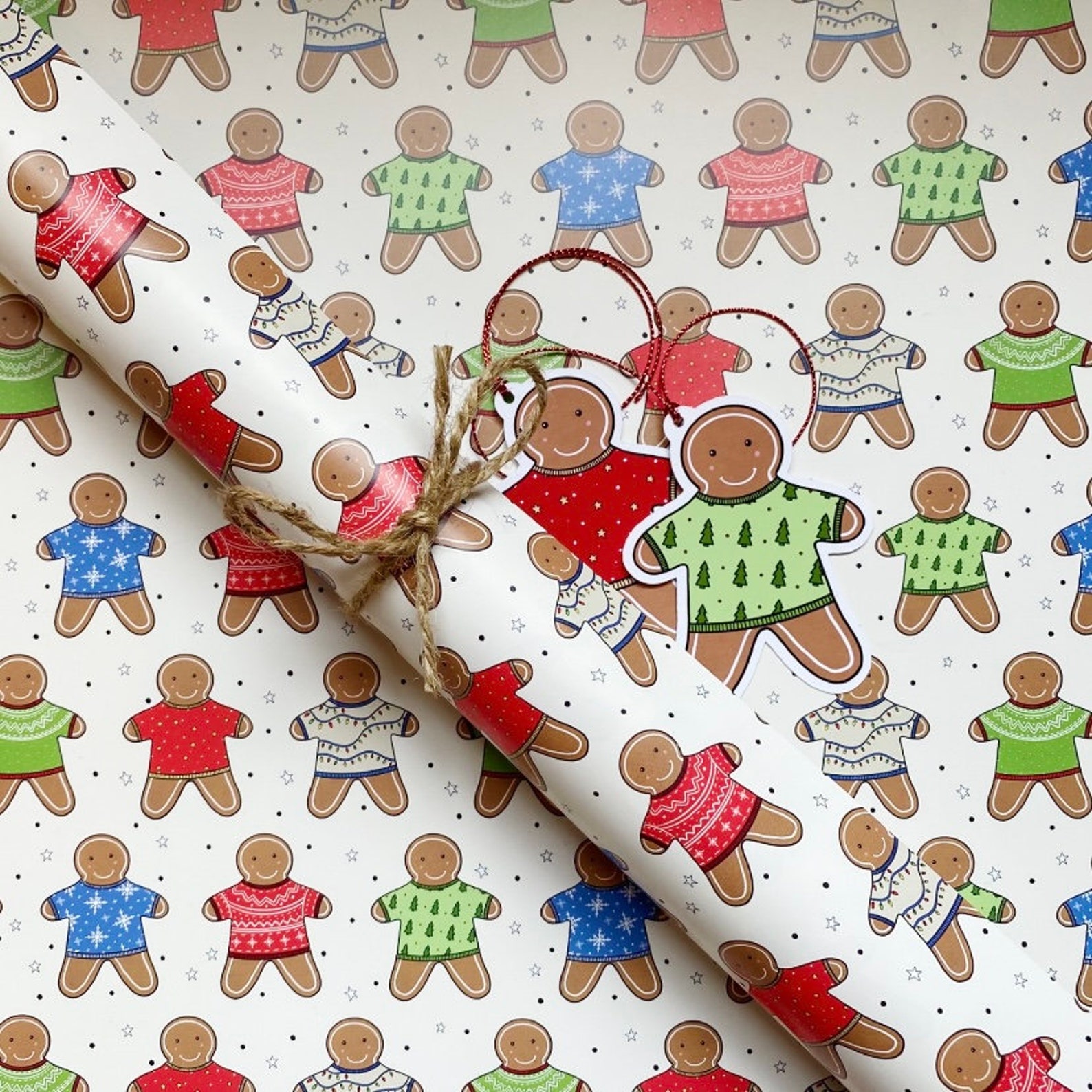 Christmas wrapping paper Gingerbread men in Christmas | Etsy