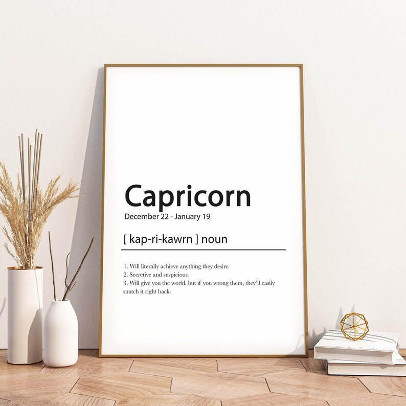Capricorn Minimalist Wall Art, Zodiac Prints, Astrology Wall Art ...