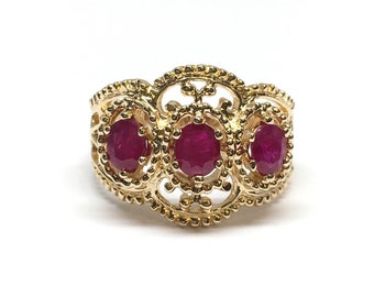 Ruby Filigree Ring - Etsy