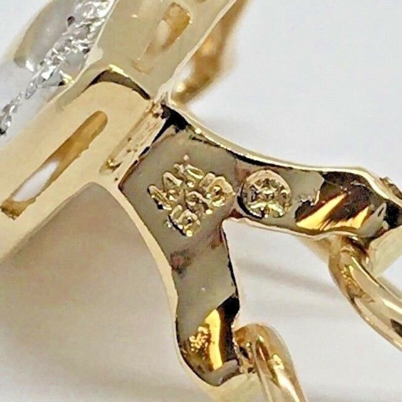 14k Yellow & White Gold Vintage Leaf Shaped Pave Diamond Omega | Etsy