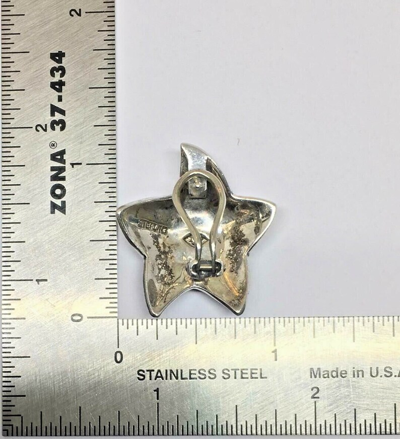 Vintage Judith Jack Sterling Silver Star Fish Marcasite Omega Back Post ...