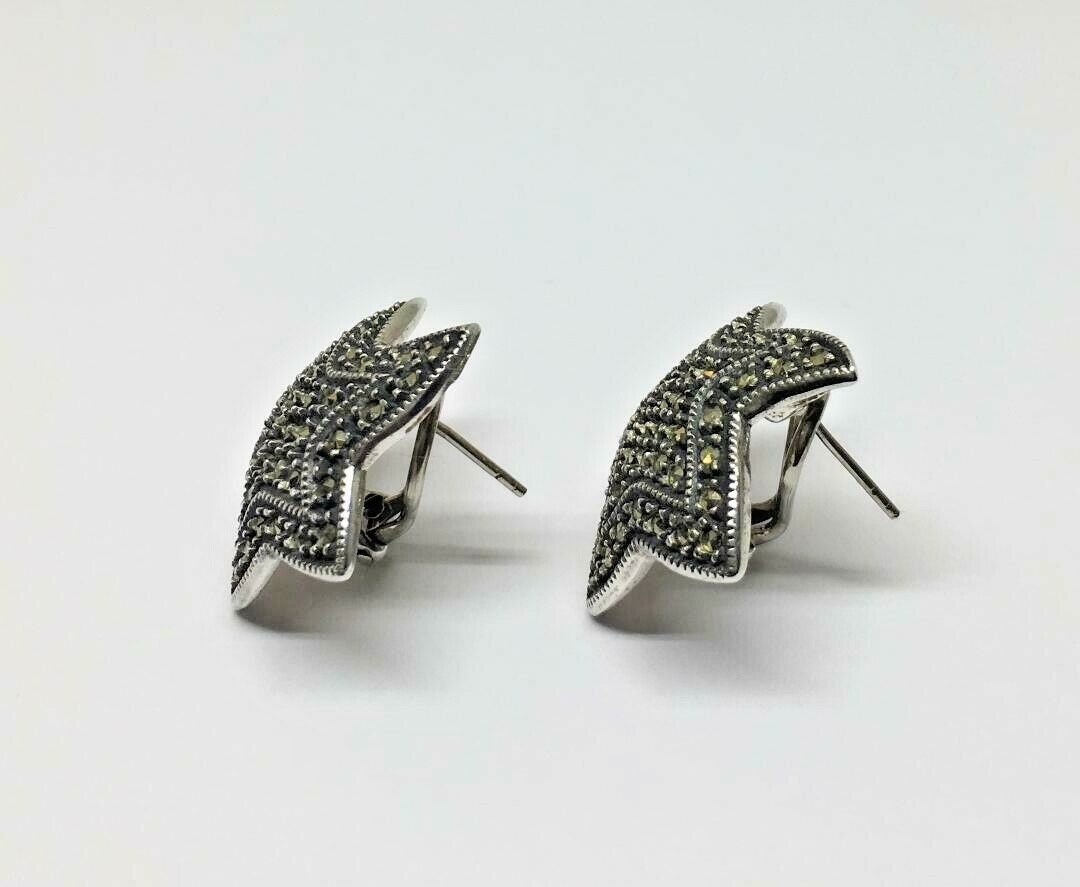 Vintage Judith Jack Sterling Silver Star Fish Marcasite Omega Back Post ...
