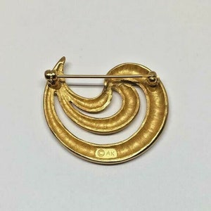 Signed Vintage Anne Klein Gold Tone Satin Matte Finish Swirl Brooch Pin ...
