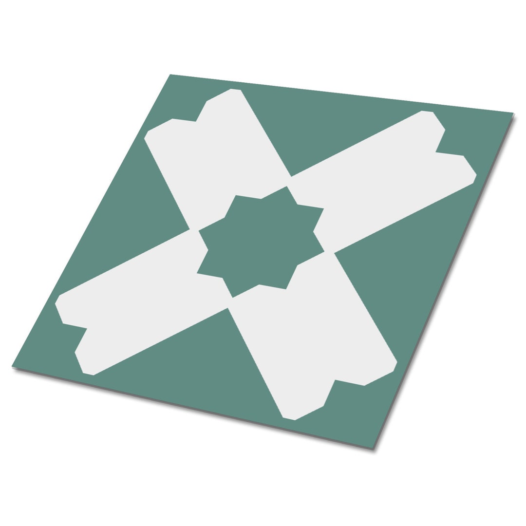 Buy Geometric Pattern Vinyl Tiles, Green Vinyl Wall Panels, White ...