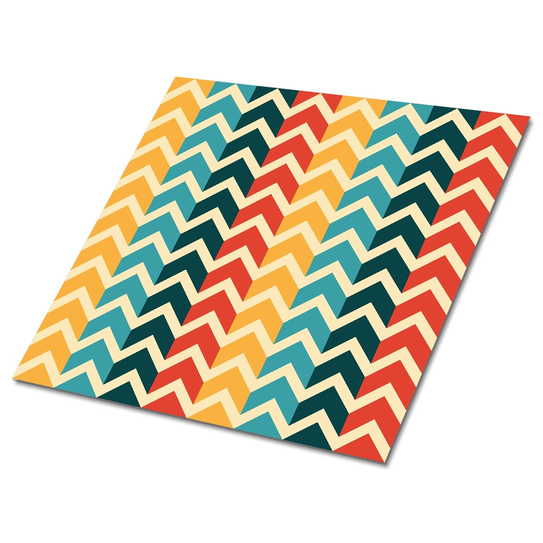 Retro Pattern Self Adhesive Vinyl Tile, Yellow Vinyl Floor Tiles, Blue ...