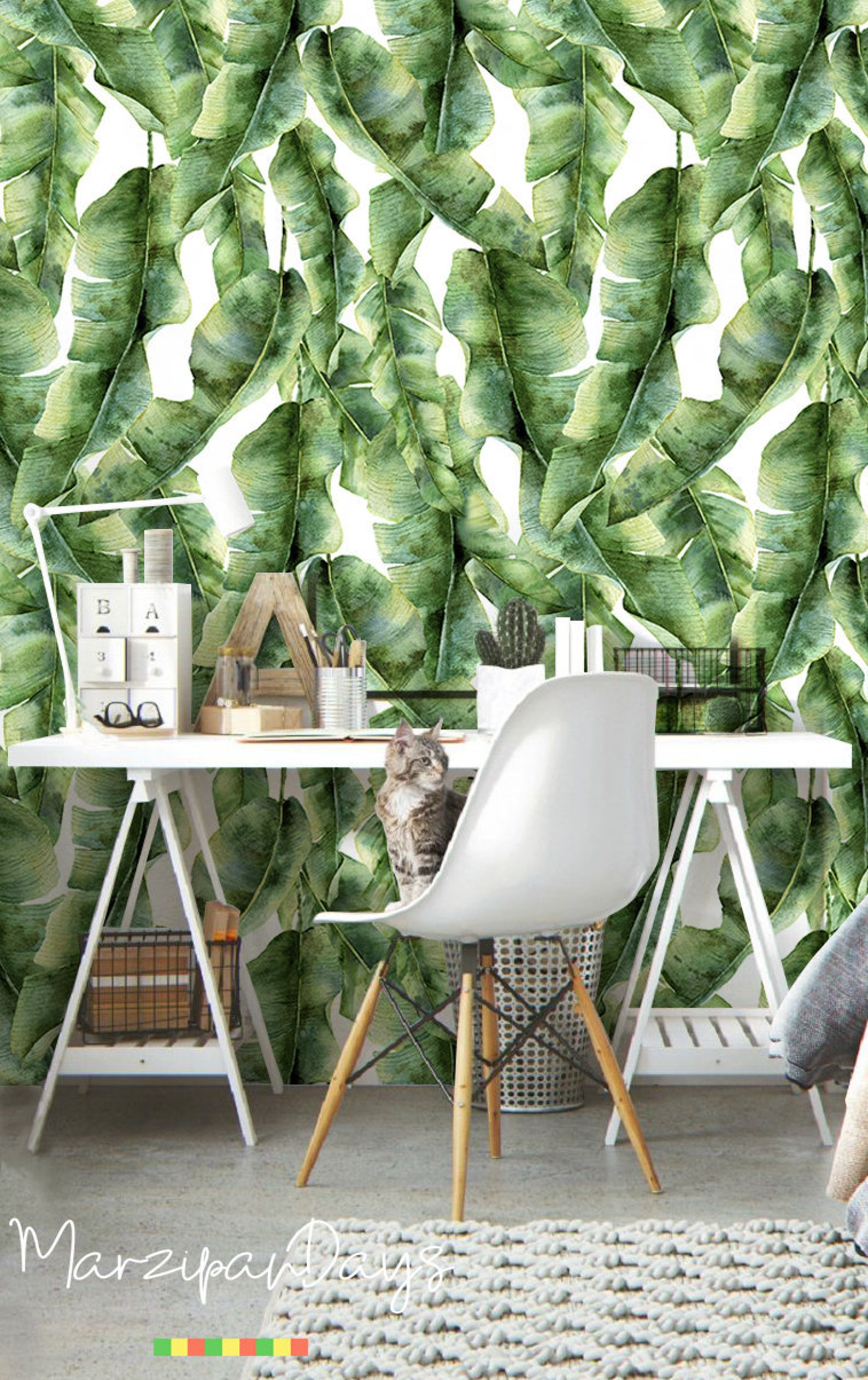 Palms Leaves Removable Wallpaper Wallpaper Removable - Etsy