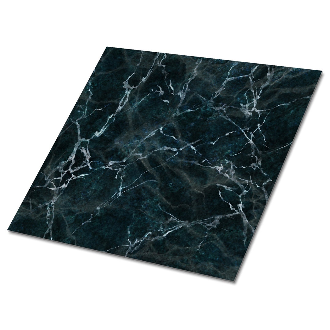 Marble Imitation Vinyl Floor Tiles, Navy Blue Vinyl Floor Tiles, White ...