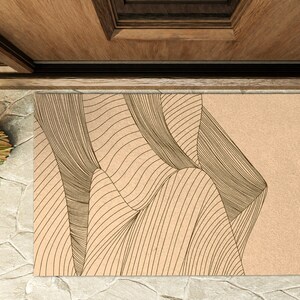 Geometric Wave Outdoor Mat, Beige Welcome Doormat, Abstraction Front ...