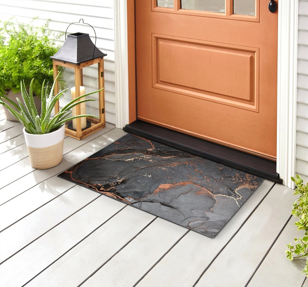 Marble in Shades of Gray Outdoor Mat, Gray Welcome Mat, Neutral Front ...
