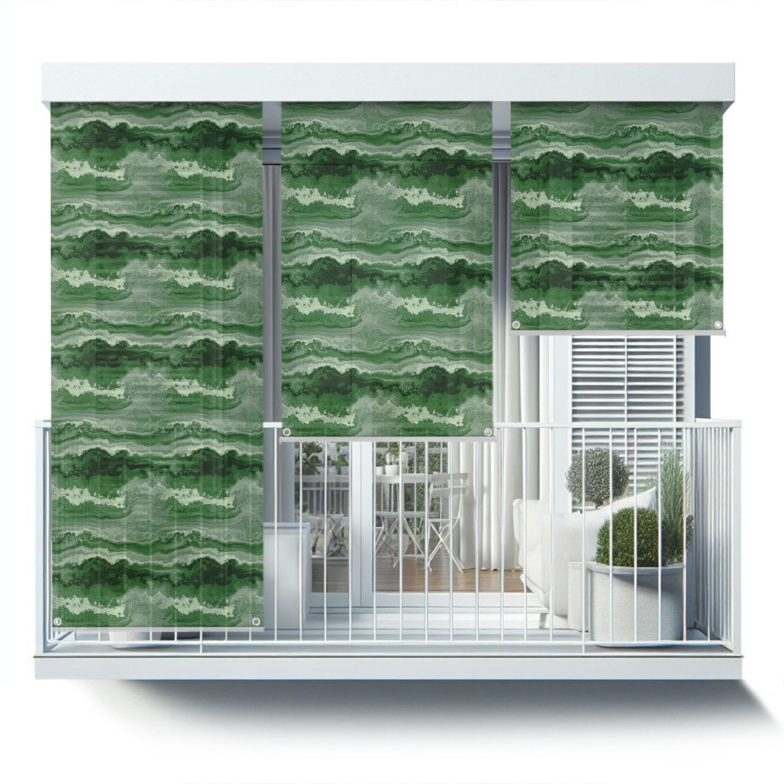 Green External Roller Blinds, Green Marble-like Pattern Shades ...
