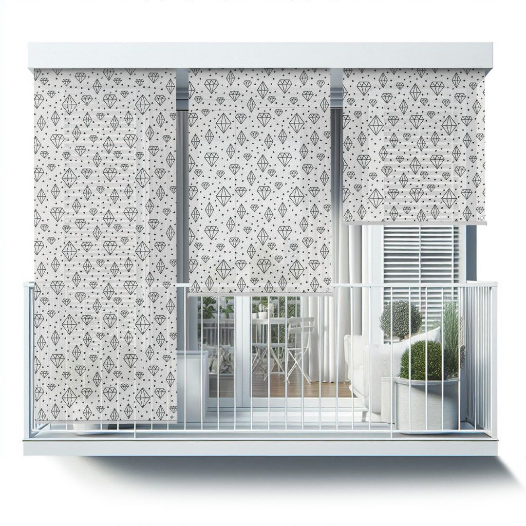 Black and White External Shades, Diamonds and Dots Pattern Blinds ...