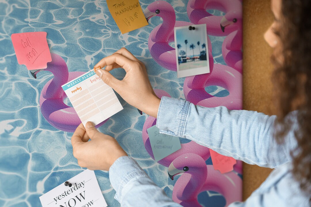 Water Flamingos, Pink, Canvas Print, Custom Pattern, Push Pins, XXL ...