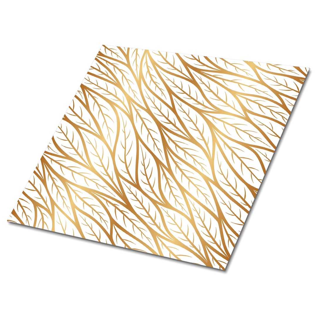 Golden Leaves Vinyl Tiles Flooring, Gold Vinyl Floor Tiles, White Vinyl ...