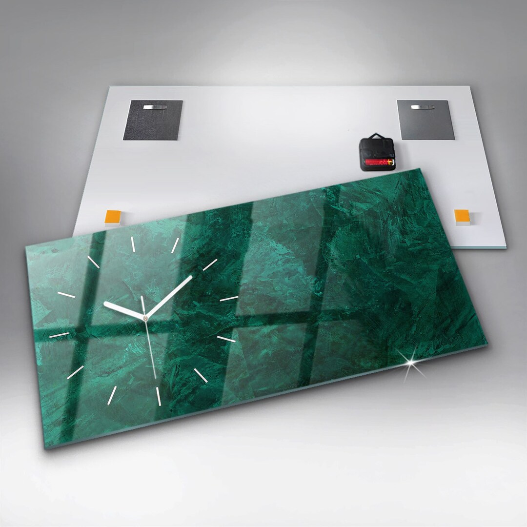 Emerald Wall Glass Clock, Green Modern Wall Clock, Unique Wall Clock ...