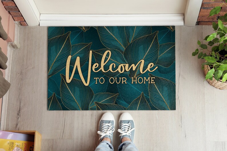 Welcome Home Welcome Mat, Personalized Doormat, Text Pattern, Fall ...