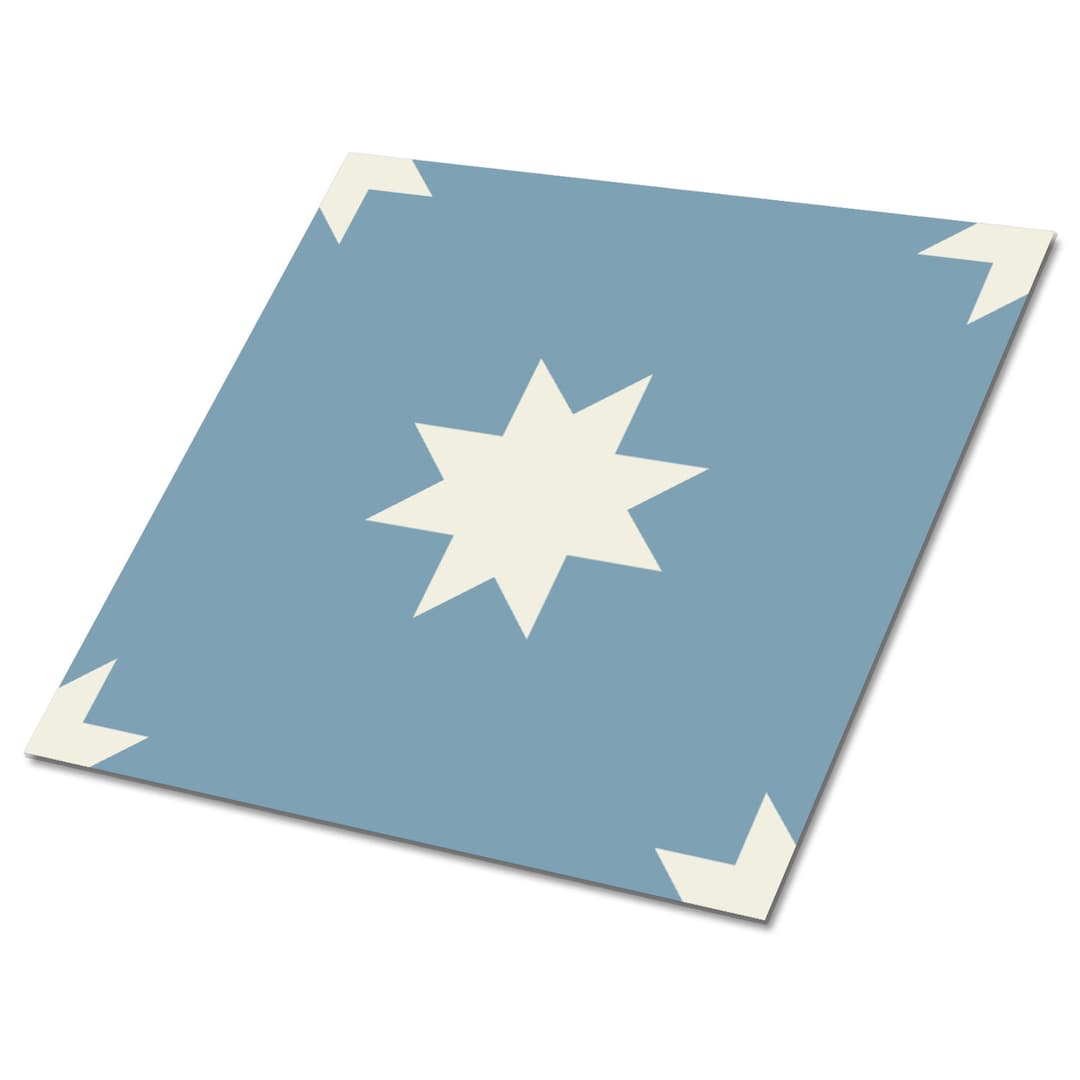 A Seven-pointed Star Vinyl Tiles Flooring, Blue Sticky Vinyl Tiles ...