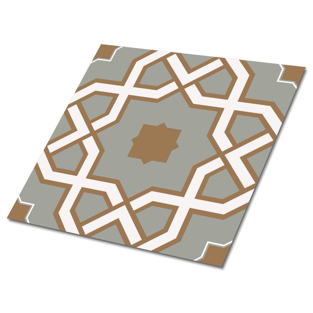 Geometric Brown Pattern Vinyl Tiles, Brown Vinyl Wall Panels, Gray ...