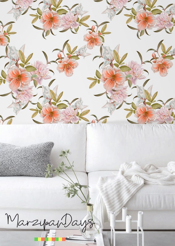 Spring floral wall mural Removable wallpaper Floral | Etsy