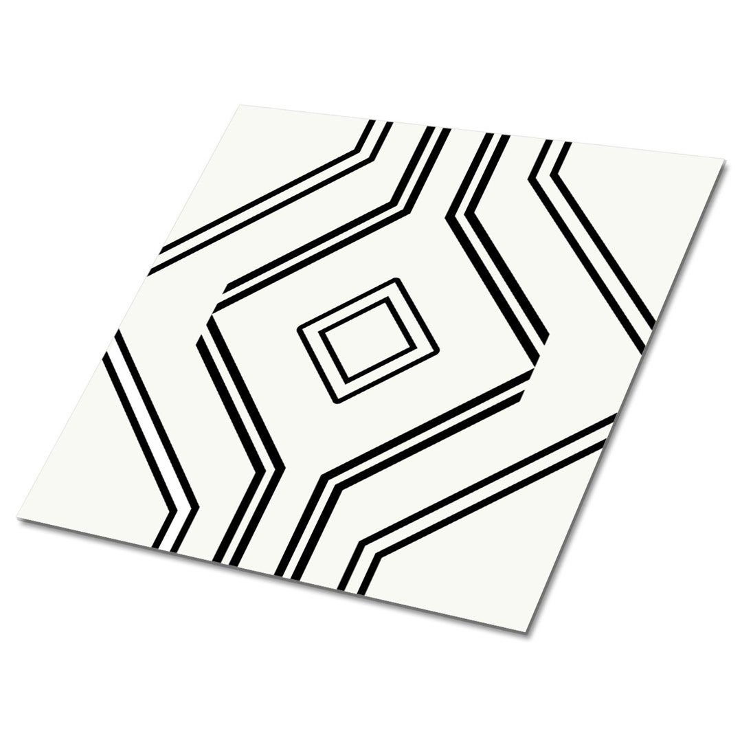 Geometric Black Lines Self Adhesive Vinyl Tiles, Beige Vinyl Floor ...