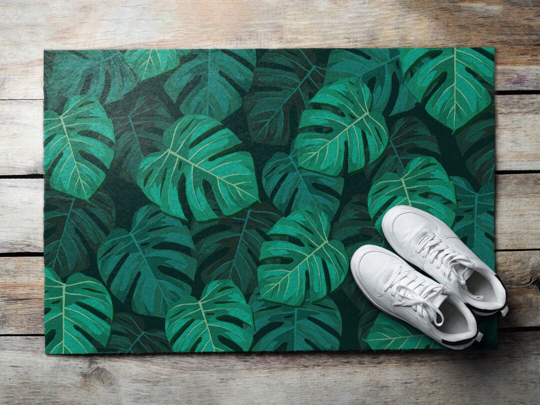 Monstera Leaves Front Door Mat, Personalized Doormat, Cool Doormat ...