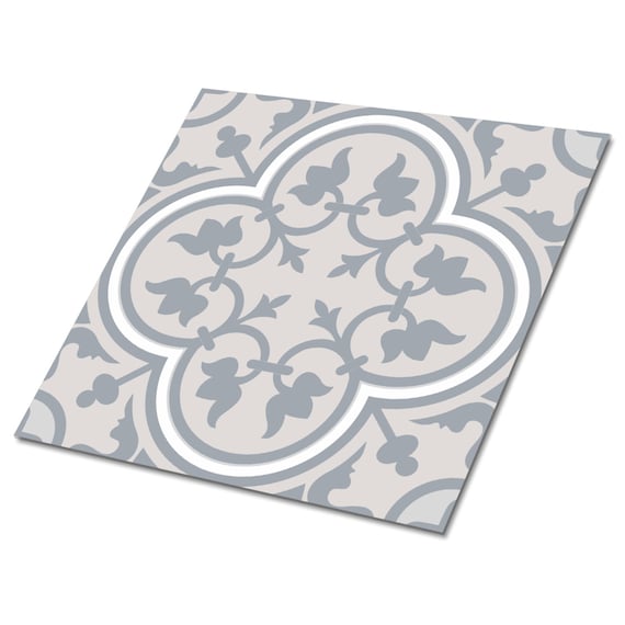 Floristic Pattern Vinyl Floor Tiles Gray Vinyl Tiles | Etsy