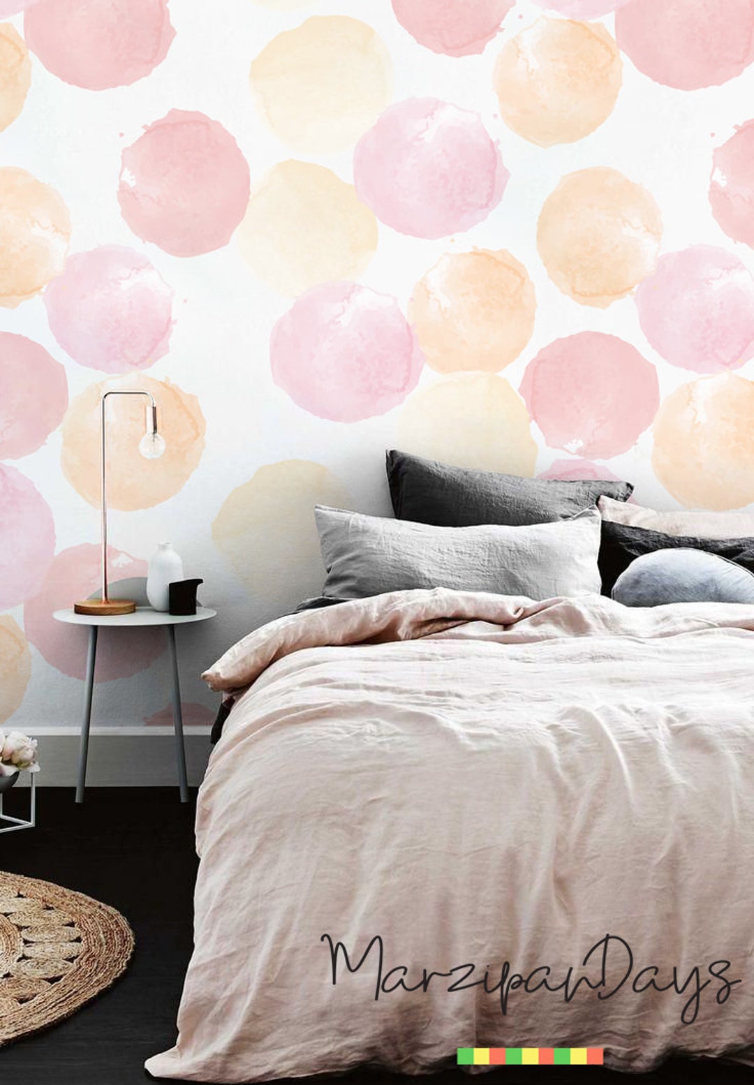 Pastel Colorful Dots Removable Wallpaper, Watercolor Wallpaper, Pastel ...