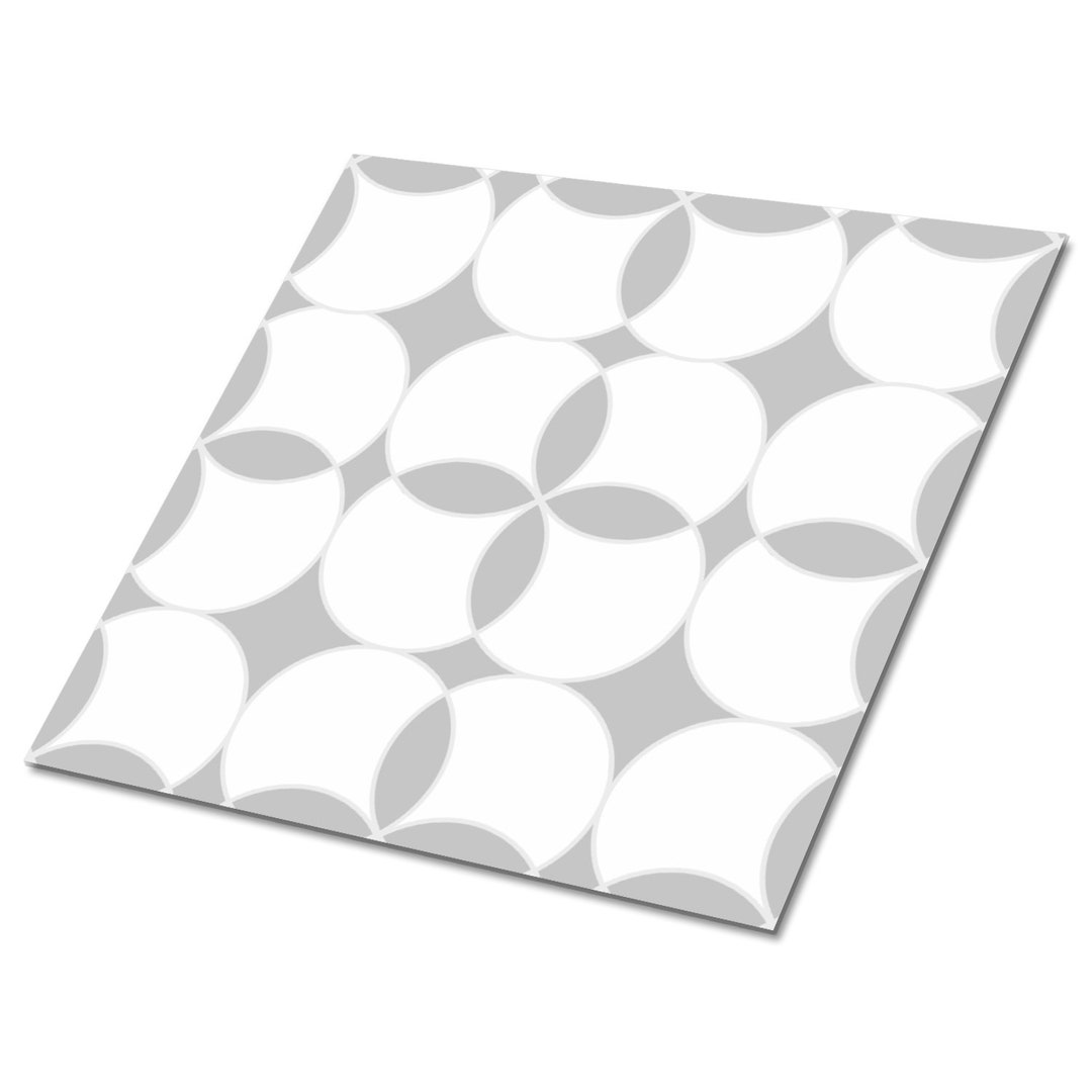 Geometric Gray Circles Vinyl Floor Tiles, Gray Sticky Vinyl Tiles ...