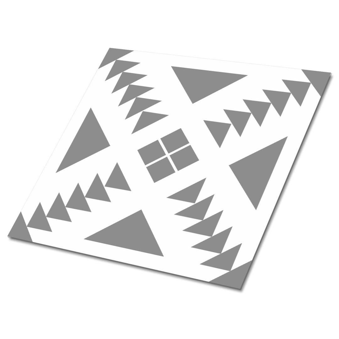 Squares and Triangles Vinyl Tiles Flooring, Gray Vinyl Floor Tiles ...