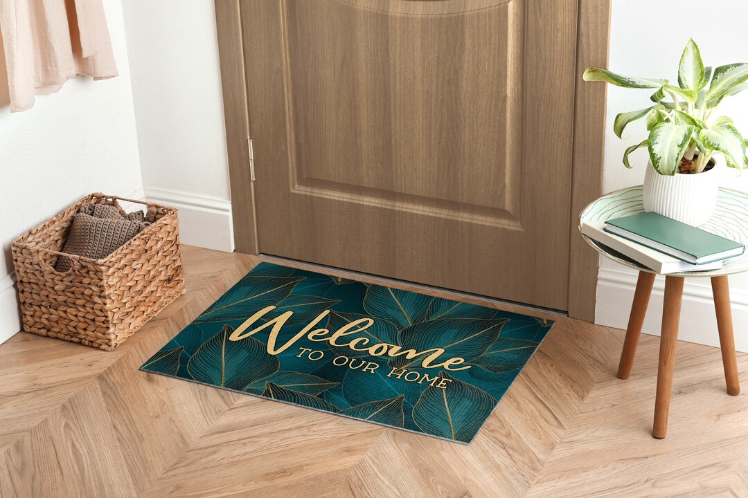 Welcome Home Welcome Mat, Personalized Doormat, Text Pattern, Fall ...