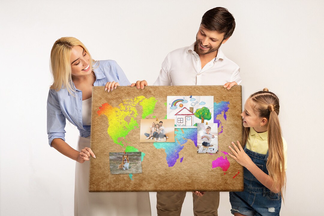 Map of the World, Travel Tracker, Large Cork Board, Pins Included ...