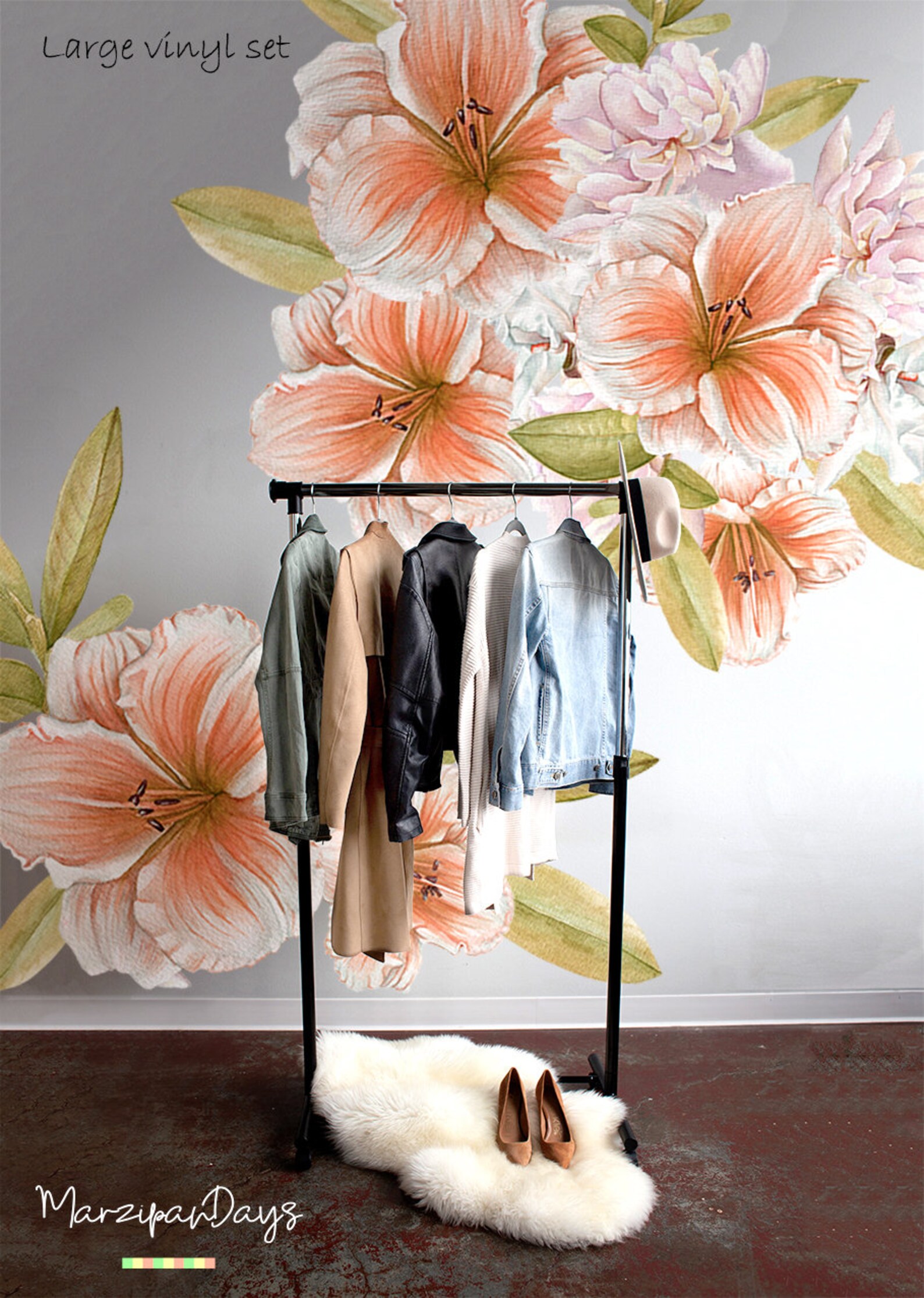 Spring Floral Vinyl Set Life Size Decals Plants Art Wild - Etsy