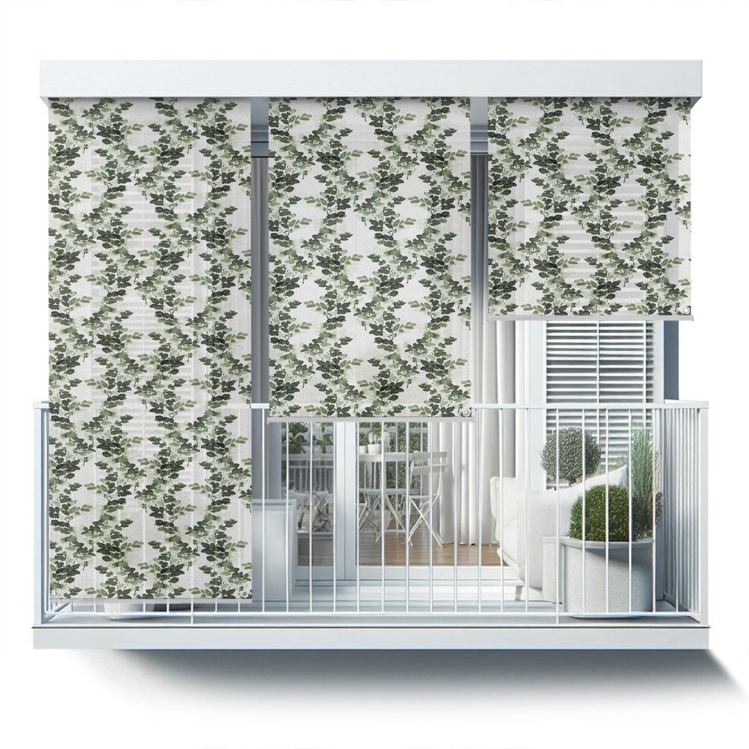 Green External Shades, Tiny Leaves Blinds, Plants Outdoor Roller Shades ...
