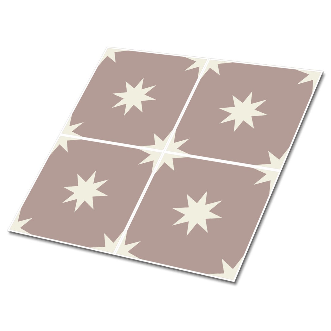 Squares and Stars Vinyl Floor Tiles, Beige Vinyl Tiles Flooring, Brown ...