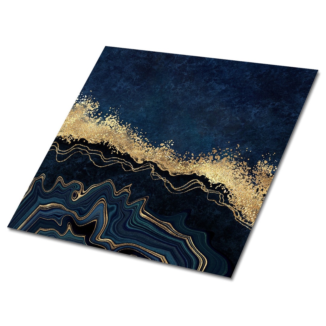 Sea Beach Vinyl Floor Tiles, Gold Vinyl Floor Tiles, Navy Blue Vinyl ...