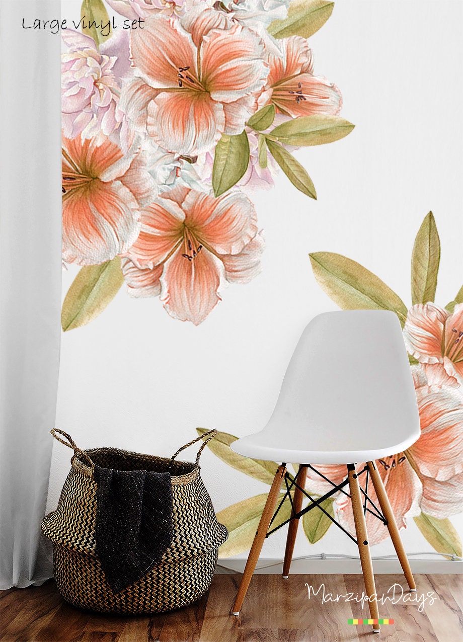 Spring Floral Vinyl Set Life Size Decals Plants Art Wild | Etsy