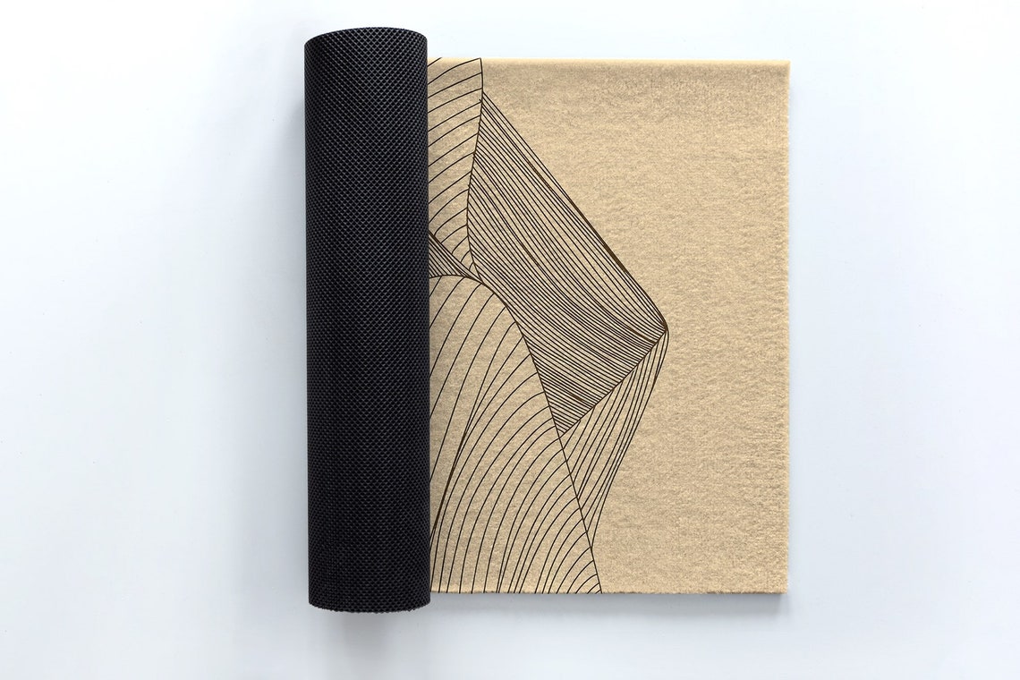 Geometric Wave Outdoor Mat, Beige Welcome Doormat, Abstraction Front ...