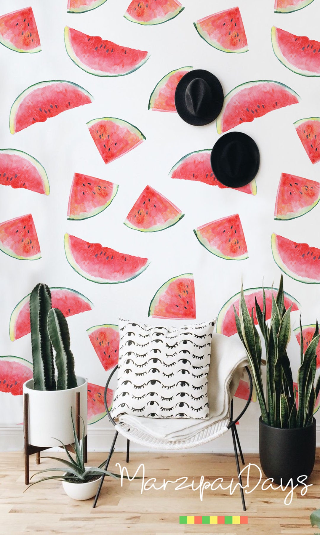 Watermelon Watercolor Wallpaper, Removable Wallpaper, Repositionable ...