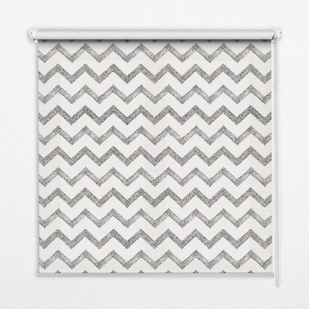Blinds, Light Diffusing and Room Darkening, Zigzags, Gray and White ...