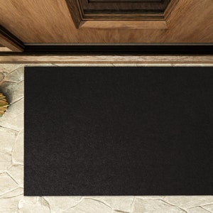 Strong Black Outdoor Mat, Black Welcome Mat, Neutral Entrance Mat, Non ...