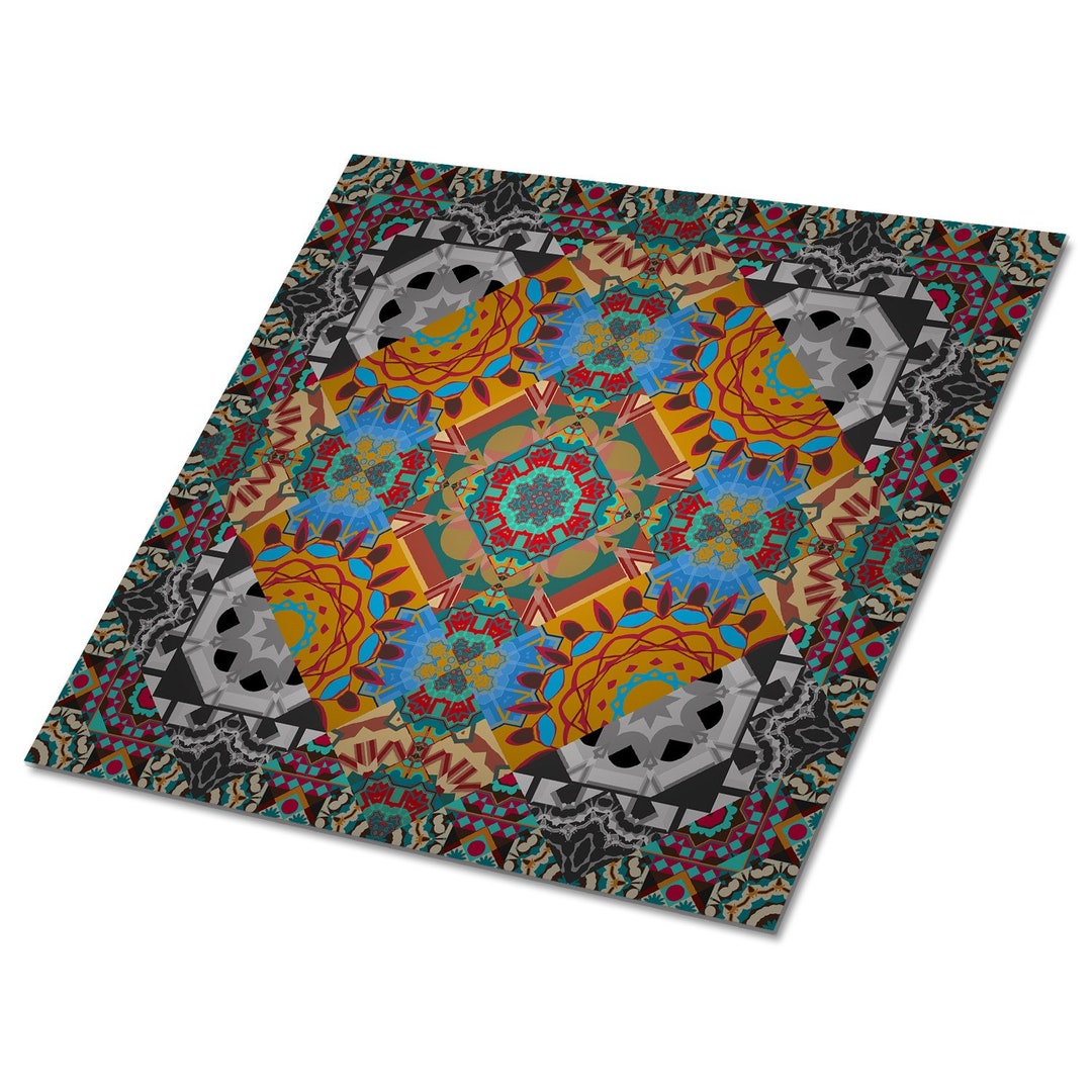 Oriental Pattern Self Adhesive Vinyl Tiles, Orange Vinyl Floor Tiles ...
