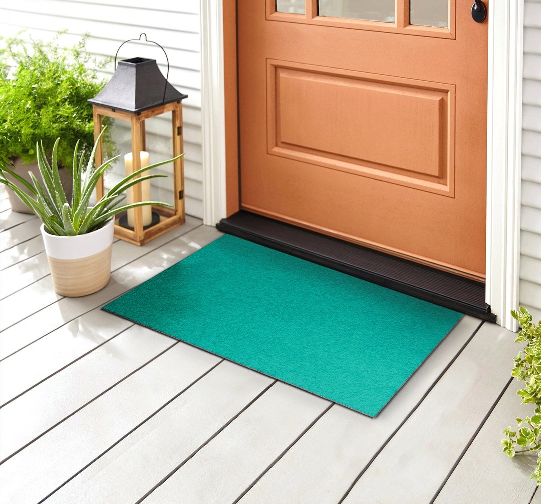 Aquamarine Waves Outdoor Mat, Blue Welcome Rug, Neutral Front Door Mat ...