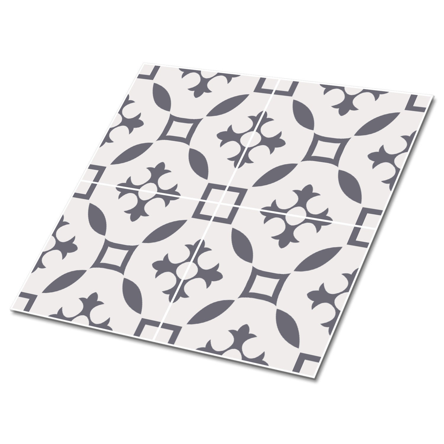 Middle Eastern Pattern Vinyl Tiles, Gray Vinyl Floor Tiles, Beige Vinyl ...