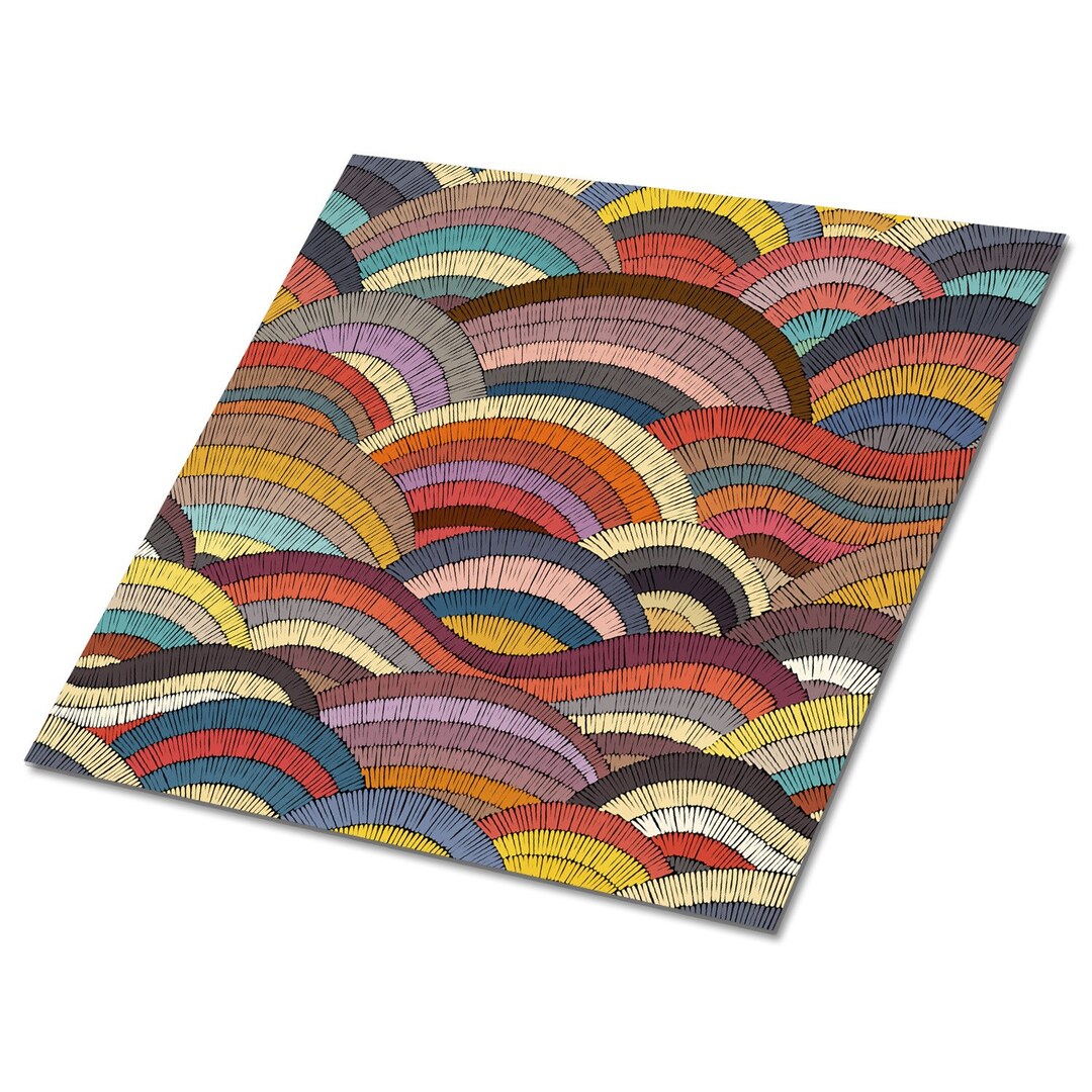 Patchwork Waves Self Adhesive Vinyl Tiles, Red Sticky Vinyl Tiles ...