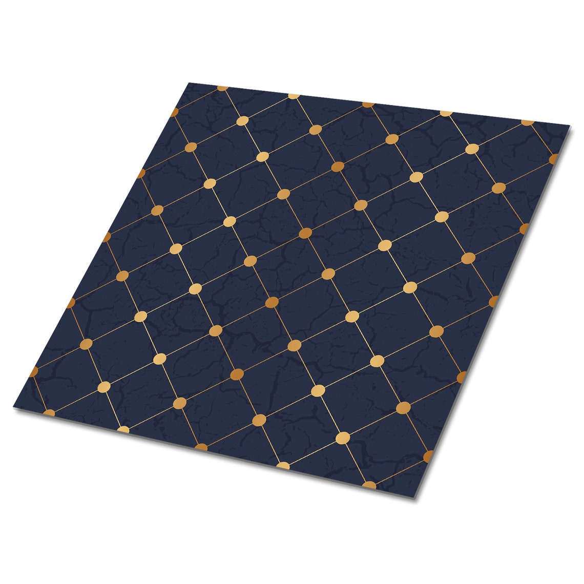 Diamond Pattern Vinyl Tiles, Navy Blue Vinyl Floor Tiles, Gold Vinyl ...