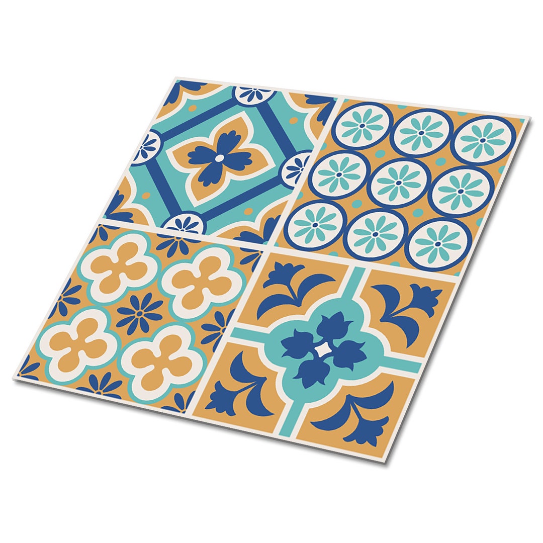 Decorative Pattern Vinyl Tiles, Beige Sticky Vinyl Tiles, Blue Vinyl ...