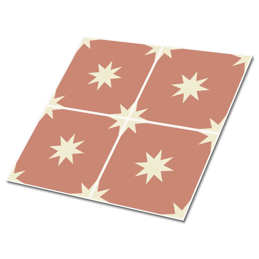 Stars in the Square Vinyl Floor Tiles, Orange Vinyl Floor Tiles, Beige ...