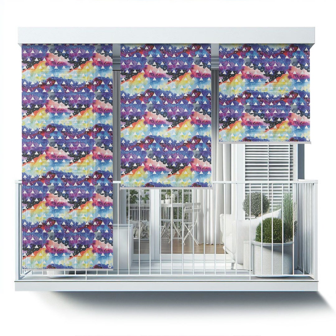 Multicolour Outdoor Roller Shades, Triangles on A Colored Background ...