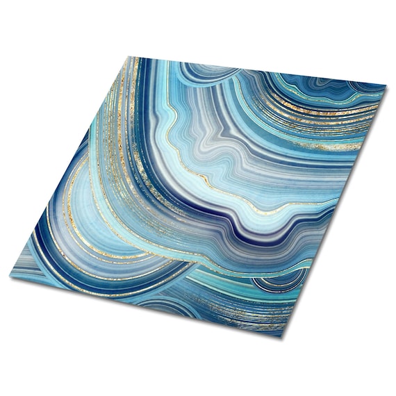 Agate Cross-section Vinyl Tiles Blue Vinyl Tiles Flooring | Etsy
