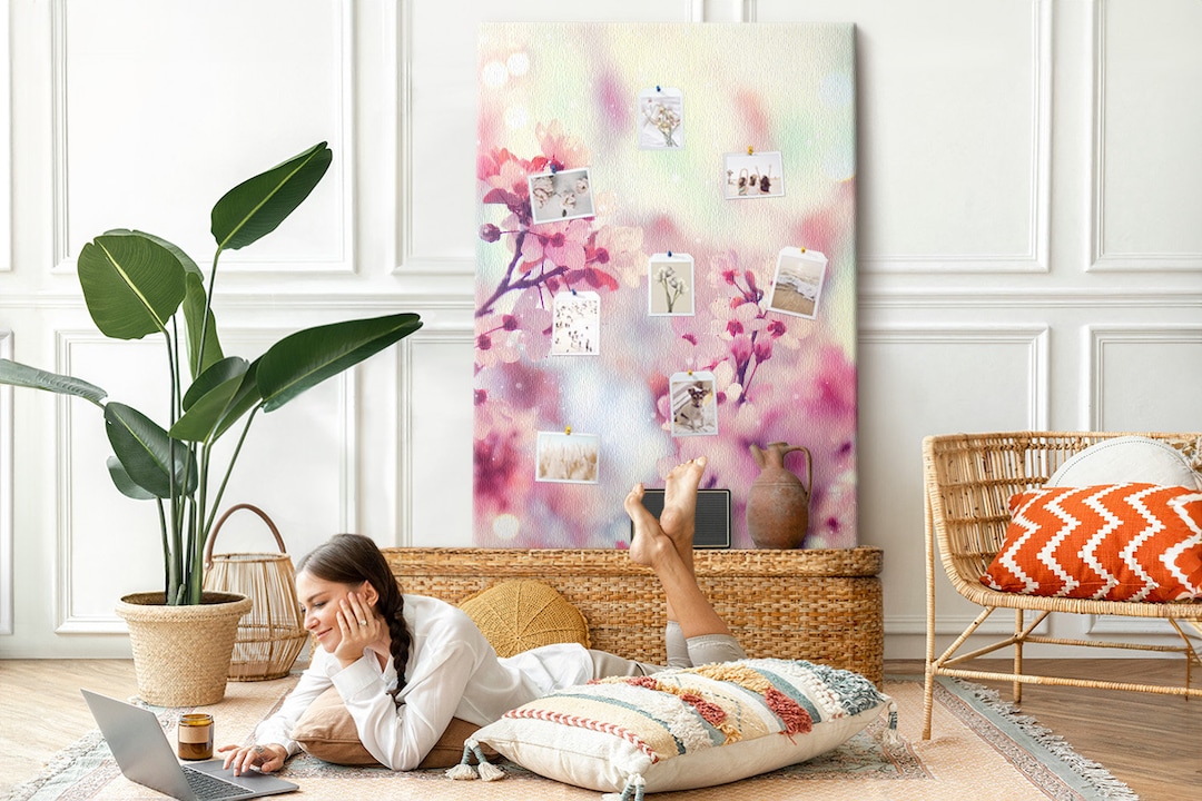 Spring Flowers, Cork Board, XXL Student's Note Board, Push Pins ...